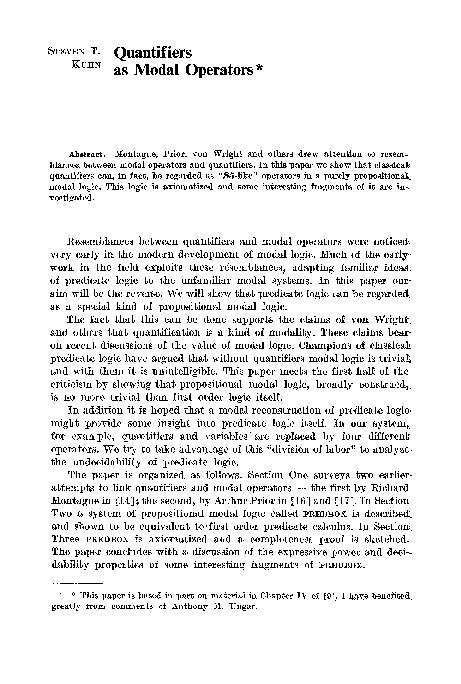 (PDF) Quantifiers as modal operators