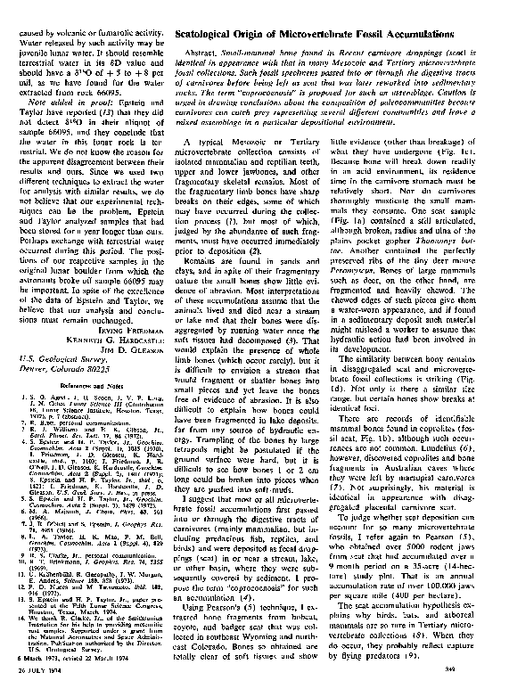 (PDF) Scatological Origin of Microvertebrate Fossil Accumulations