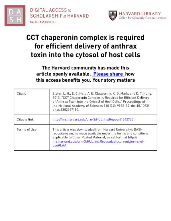 (PDF) CCT chaperonin complex is required for efficient delivery of ...
