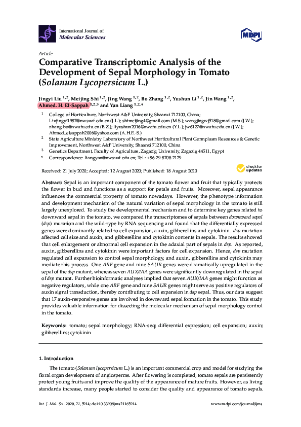 (PDF) Comparative Transcriptomic Analysis of the Development of Sepal ...