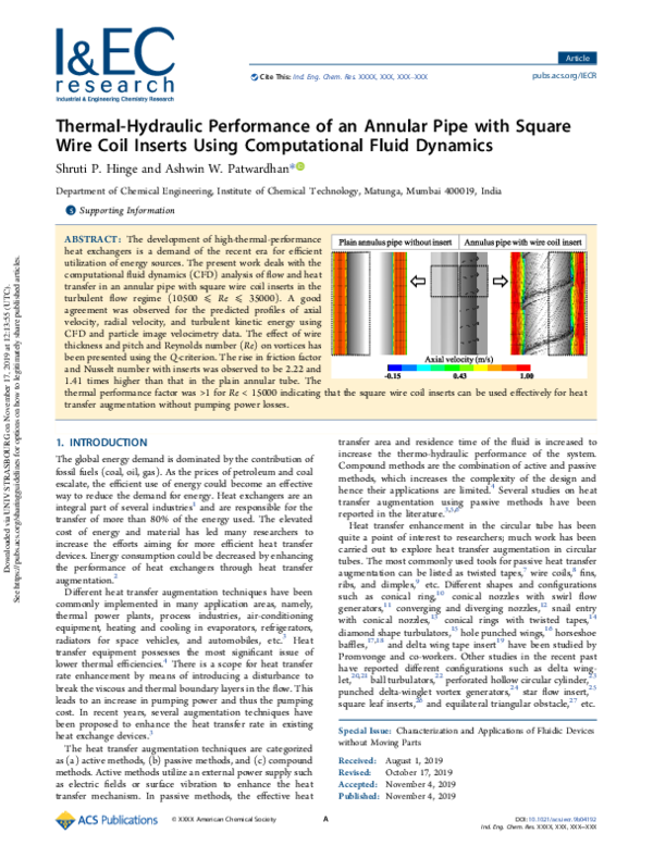 (PDF) Thermal-Hydraulic Performance of an Annular Pipe with Square Wire Coil Inserts Using ...