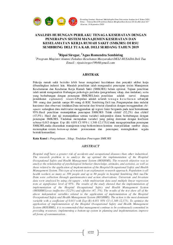 (PDF) Analisis Hubungan Perilaku Tenaga Kesehatan Dengan Penerapan ...