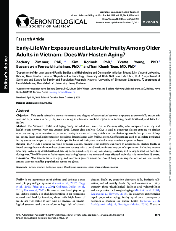 (PDF) Early-Life War Exposure and Later-Life Frailty Among Older Adults ...