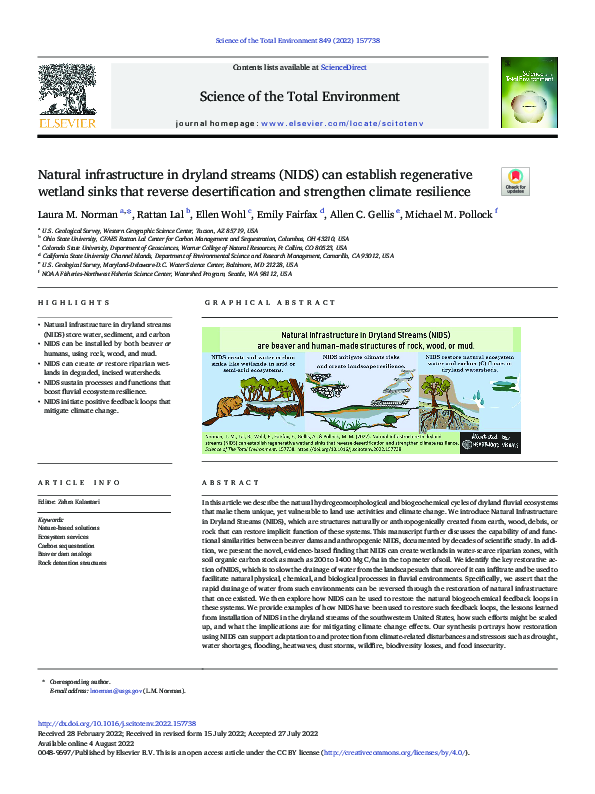 (PDF) Natural infrastructure in dryland streams (NIDS) can establish ...
