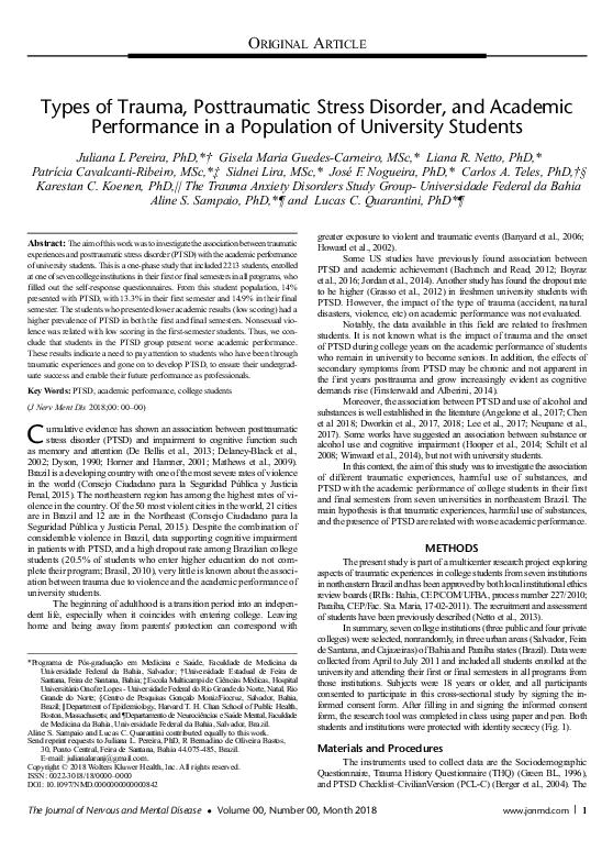 (PDF) Types of Trauma, Posttraumatic Stress Disorder, and Academic ...