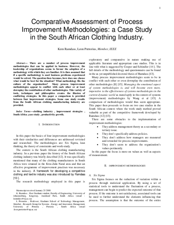 (PDF) Comparative assessment of process improvement methodologies: a ...