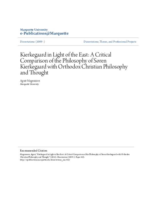 (PDF) Kierkegaard in light of the East: A critical comparison of the ...