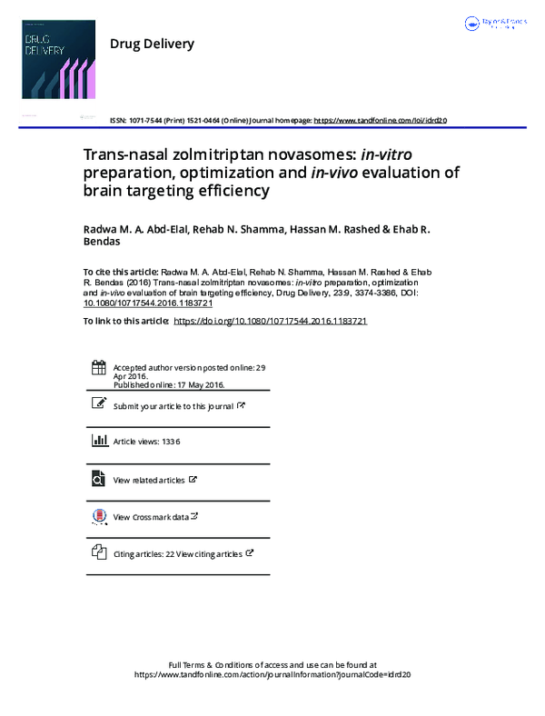 (PDF) Trans-nasal zolmitriptan novasomes: in-vitro preparation ...
