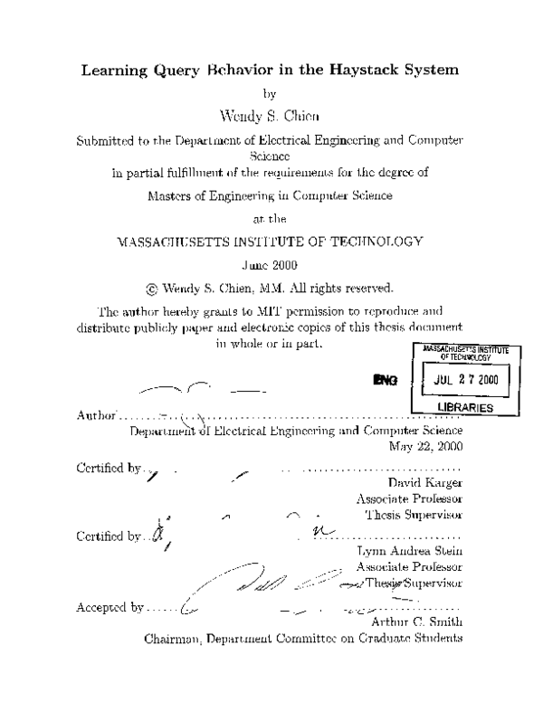 (PDF) Learning Query Behavior in the Haystack System