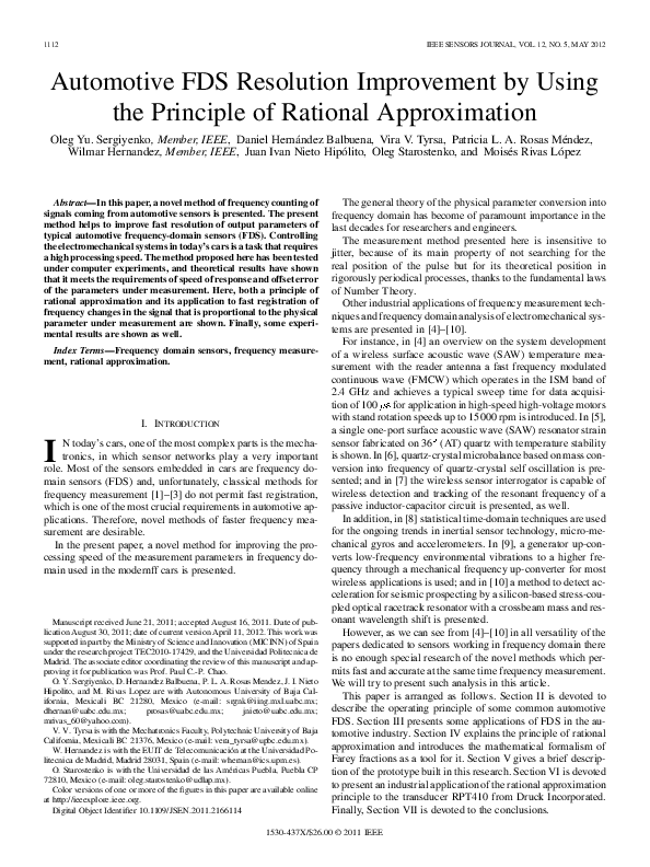 (PDF) Automotive FDS Resolution Improvement by Using the Principle of ...