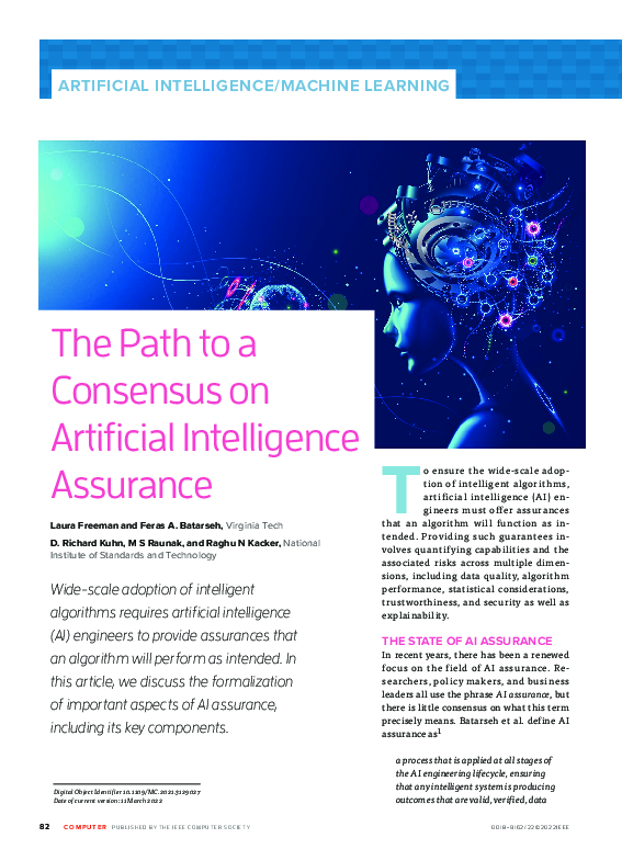 (PDF) The Path to a Consensus on Artificial Intelligence Assurance