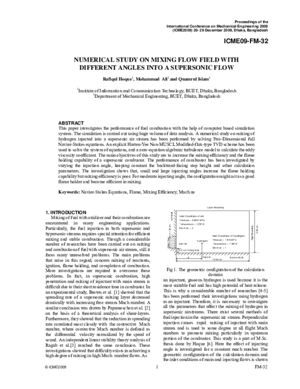 (PDF) Numerical Study on Mixing Flow Field with Different Angles Into a ...