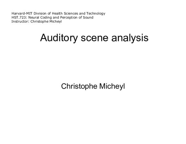 (PDF) Auditory Scene Analysis