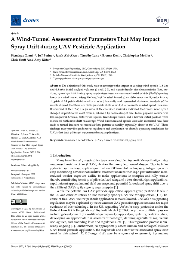 (PDF) A Wind-Tunnel Assessment of Parameters That May Impact Spray ...