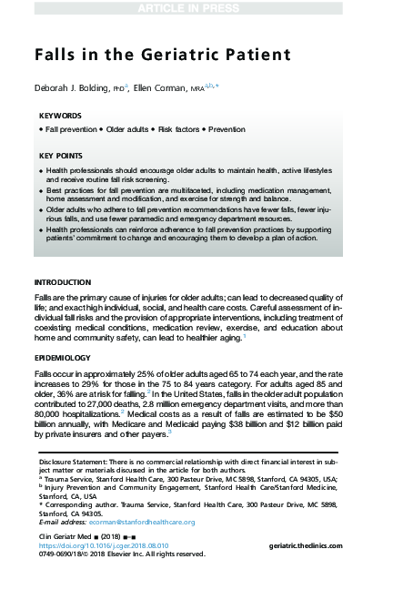 (PDF) Falls in the Geriatric Patient