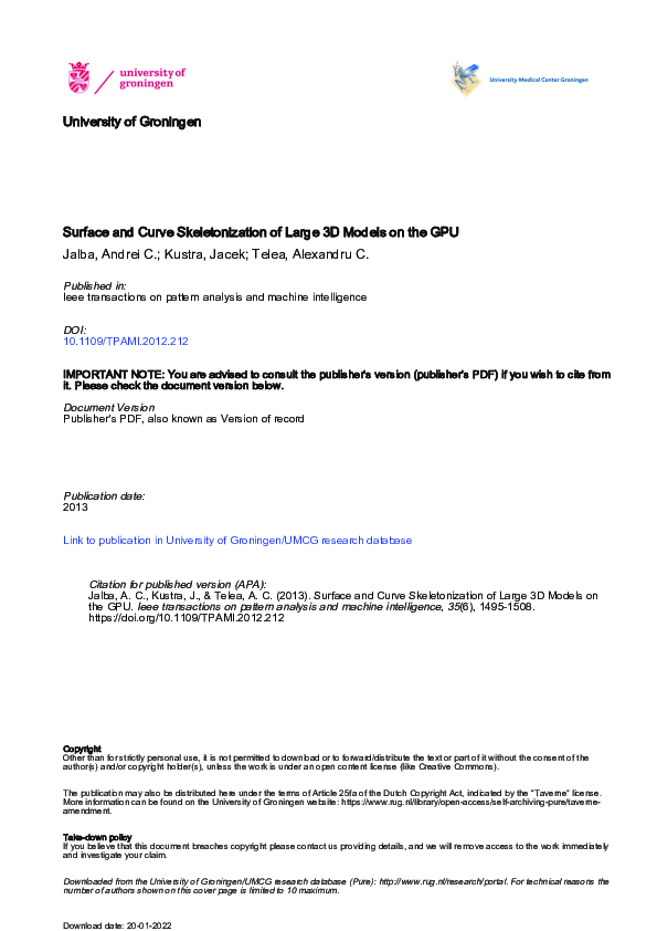 (PDF) Surface and Curve Skeletonization of Large 3D Models on the GPU | Jacek Kustra - Academia.edu