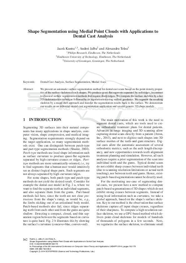Pdf Shape Segmentation Using Medial Point Clouds With Applications To Dental Cast Analysis