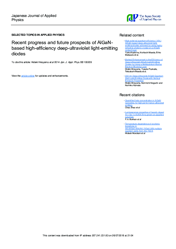 (PDF) Recent progress and future prospects of AlGaN-based high-efficiency deep-ultraviolet light ...