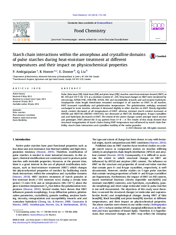 (PDF) Starch chain interactions within the amorphous and crystalline domains of pulse starches ...