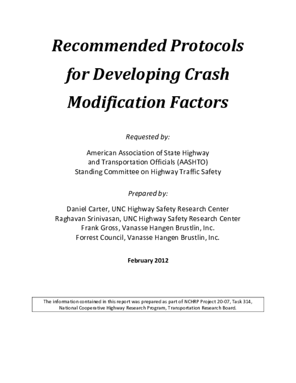 (PDF) Recommended Protocols for Developing Crash Modification Factors
