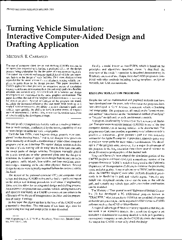 Pdf Turning Vehicle Simulation Interactive Computer Aided Design And Drafting Application