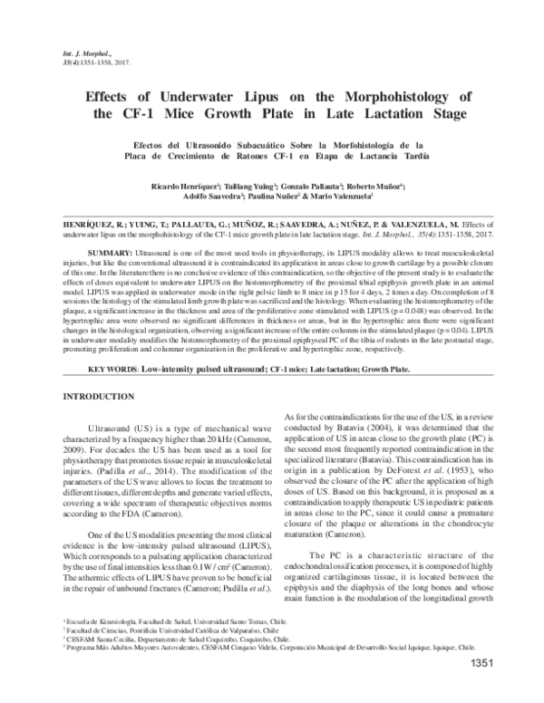 (PDF) Effects of Underwater Lipus on the Morphohistology of the CF-1 ...