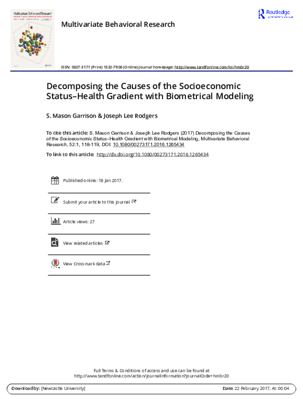 (PDF) Decomposing the causes of the socioeconomic status-health ...