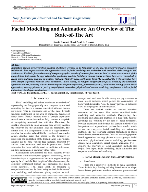 (PDF) Facial Modelling and Animation: An Overview of The State-of-The Art