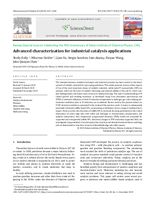 (PDF) Advanced characterization for industrial catalysis applications