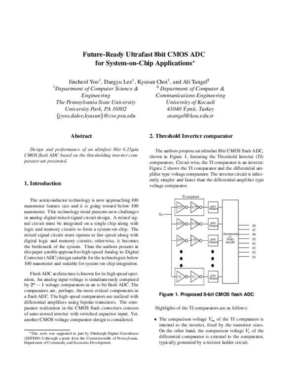 (PDF) Future-ready ultrafast 8bit CMOS ADC for system-on-chip applications