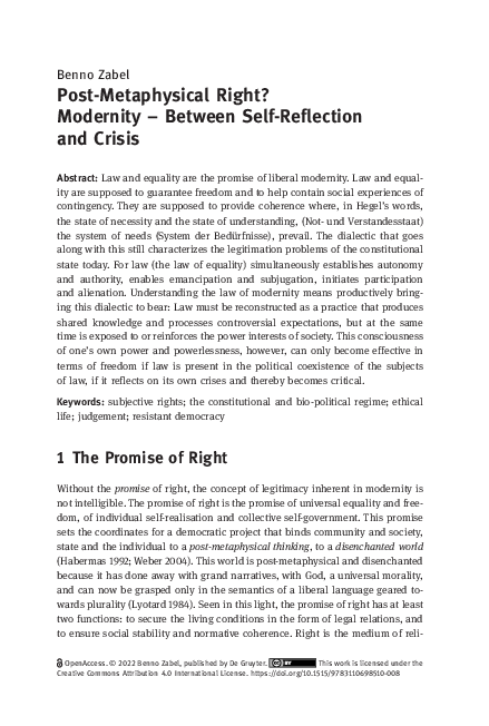 (PDF) Law and Equality in Modernity's Crisis