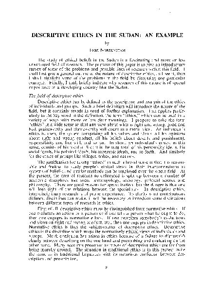 (PDF) Descriptive ethics in the Sudan: an example
