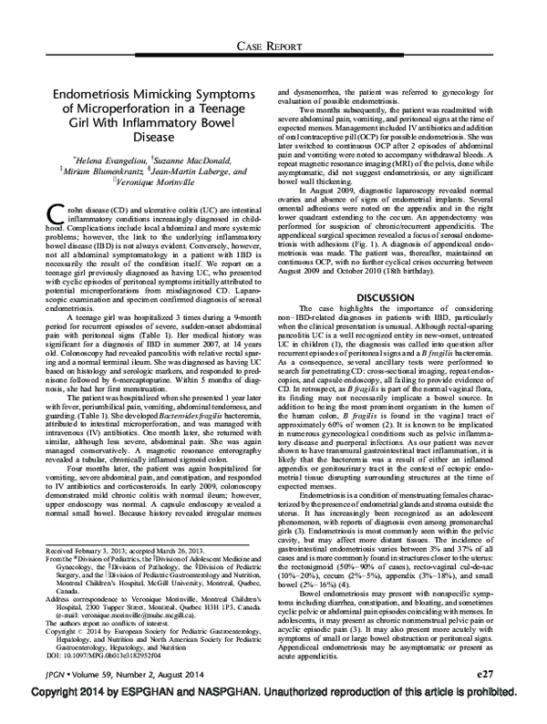 (PDF) Endometriosis Mimicking Symptoms of Microperforation in a Teenage ...