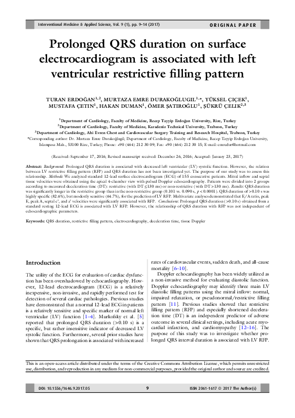(PDF) Prolonged QRS duration on surface electrocardiogram is associated ...