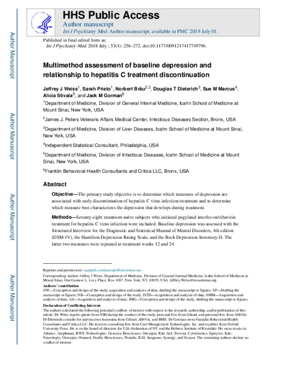 (PDF) Multimethod assessment of baseline depression and relationship to ...