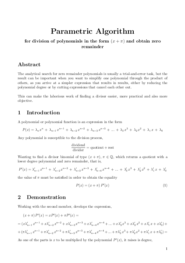 (PDF) Parametric Algorithm