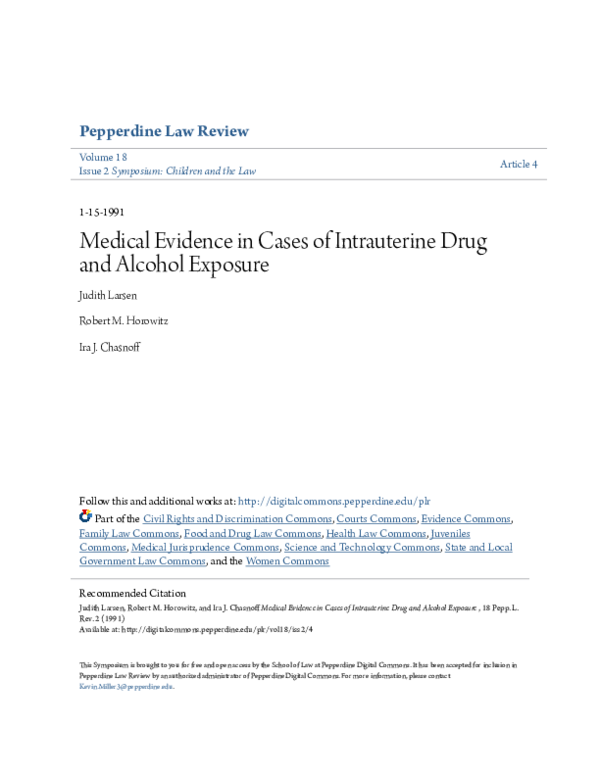 (PDF) Medical Evidence in Cases of Intrauterine Drug and Alcohol Exposure