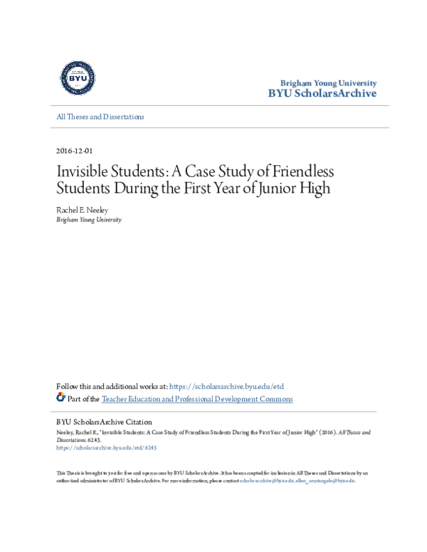 (PDF) Invisible Students: A Case Study of Friendless Students During ...