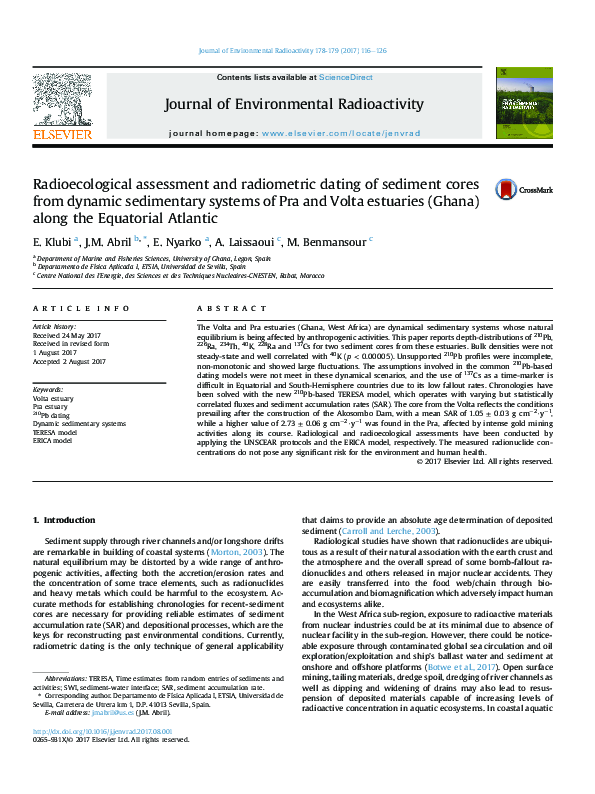 (PDF) Radioecological assessment and radiometric dating of sediment ...