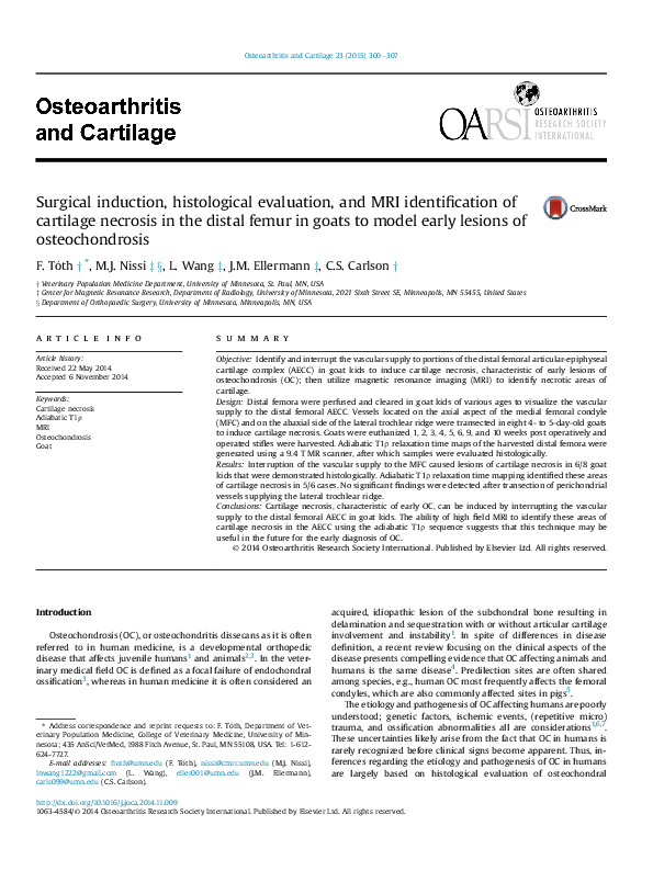 (PDF) Surgical induction, histological evaluation, and MRI ...