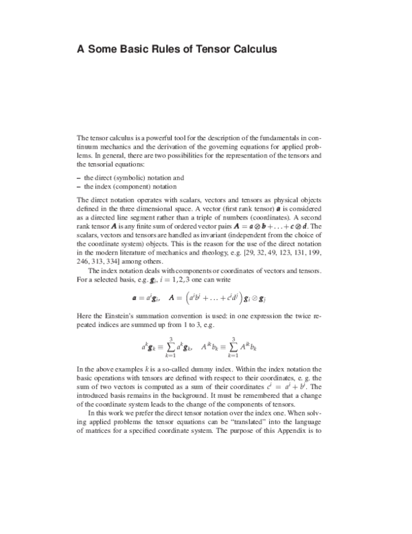 (PDF) A Some Basic Rules of Tensor Calculus