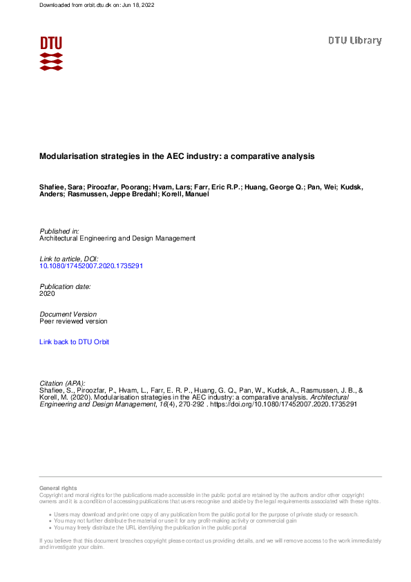 (PDF) Modularisation strategies in the AEC industry: a comparative analysis