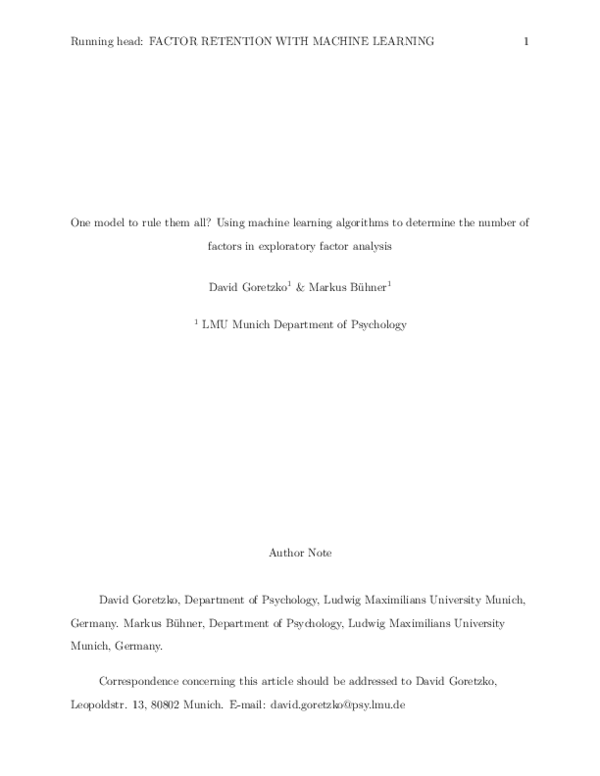 (PDF) One model to rule them all? Using machine learning algorithms to ...