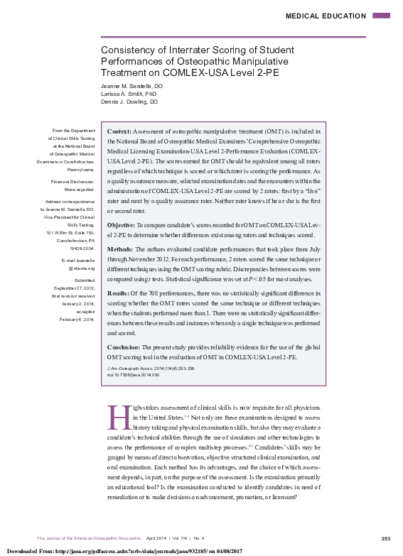 (PDF) Consistency of Interrater Scoring of Student Performances of ...