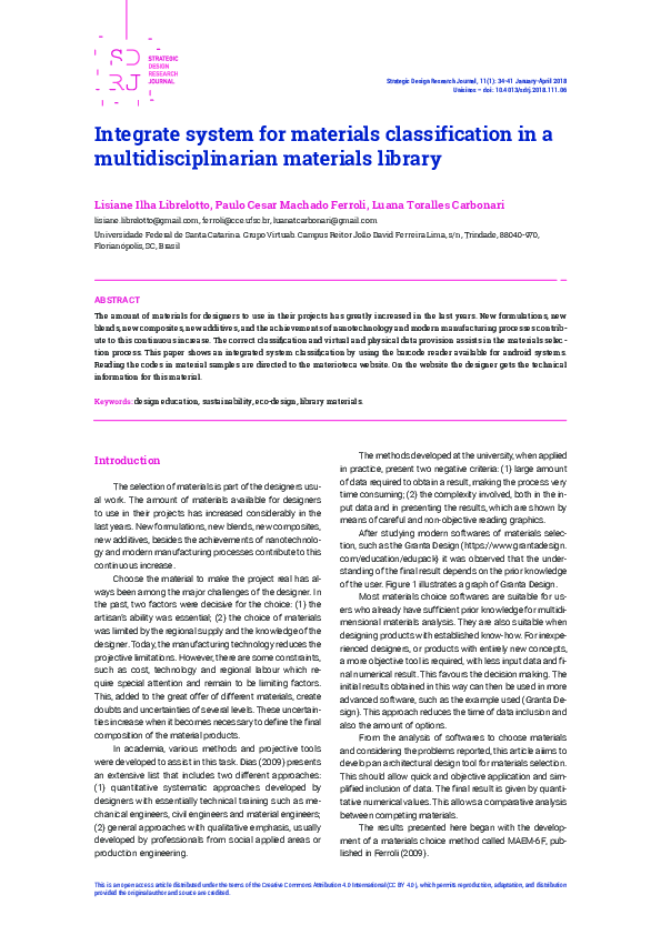 (PDF) Integrate system for materials classification in a ...