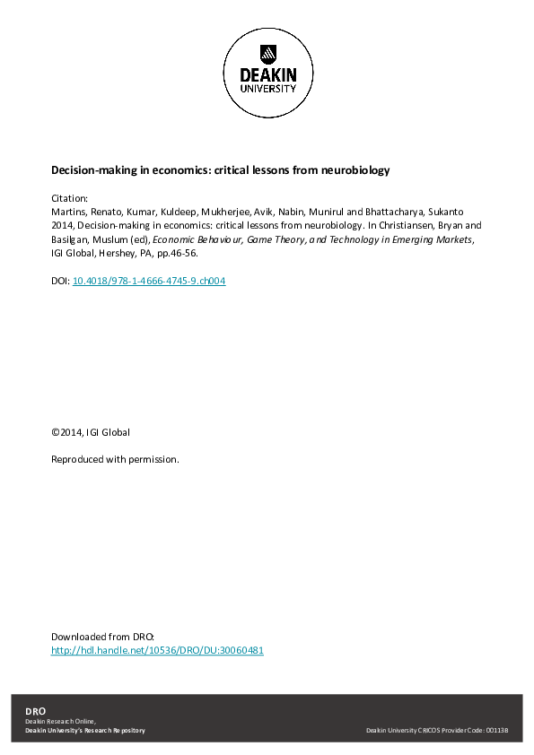 (PDF) Decision-Making in Economics