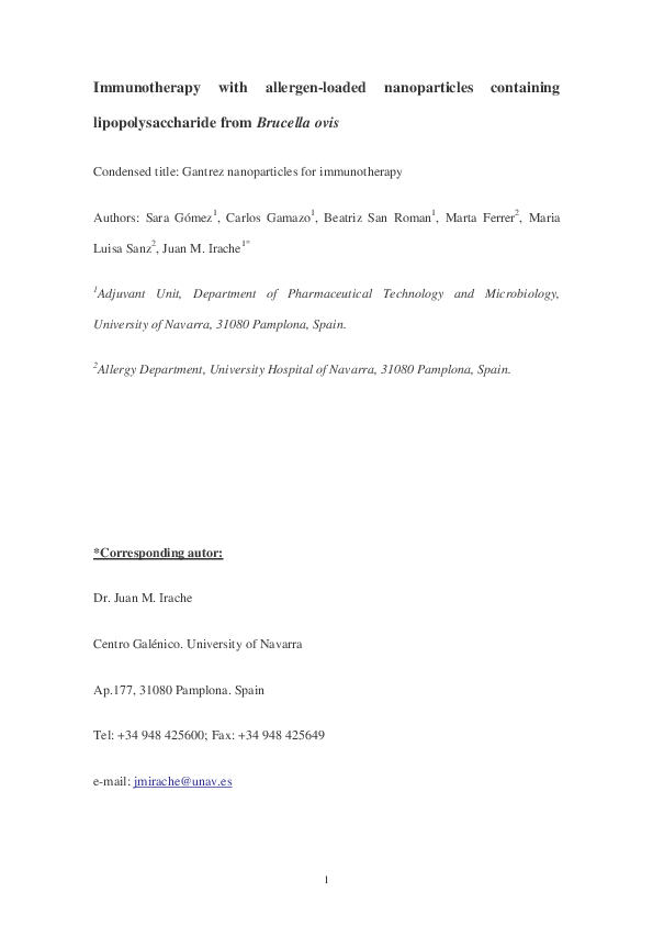 (PDF) Immunotherapy with allergen-loaded nanoparticles containing ...