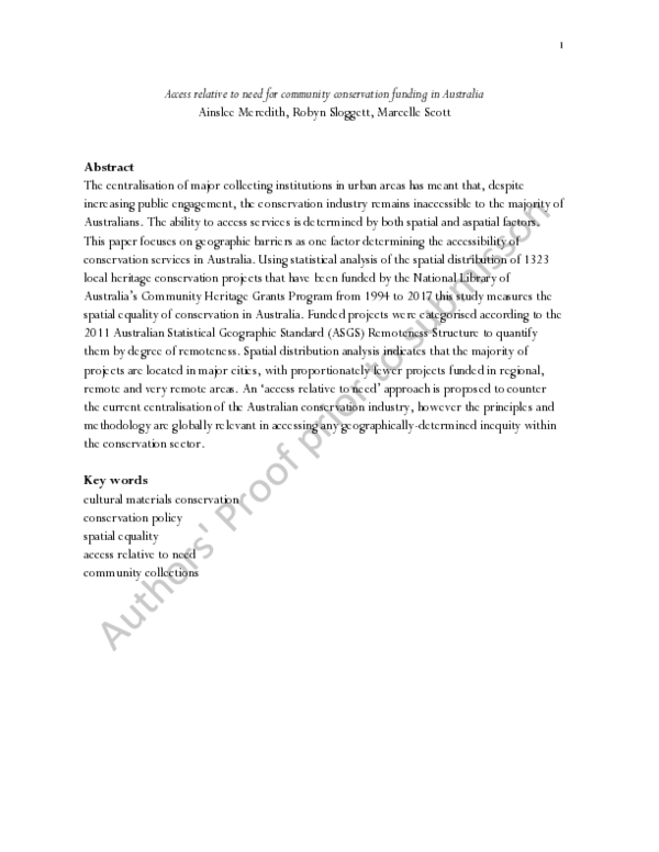 (PDF) Access relative to need for community conservation funding in ...
