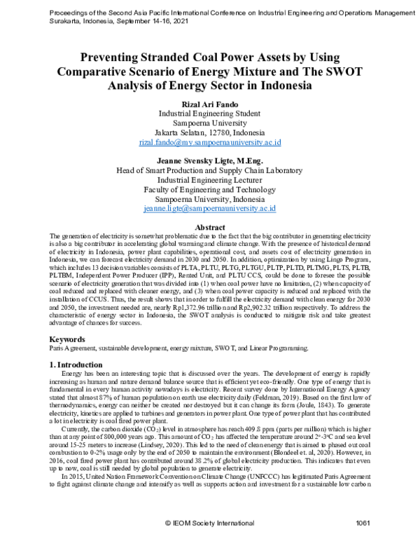 (PDF) Preventing Stranded Coal Power Assets by Using Comparative ...