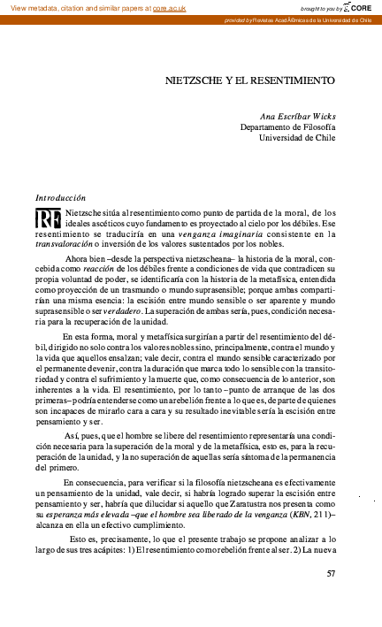 (PDF) Nietzsche y el resentimiento